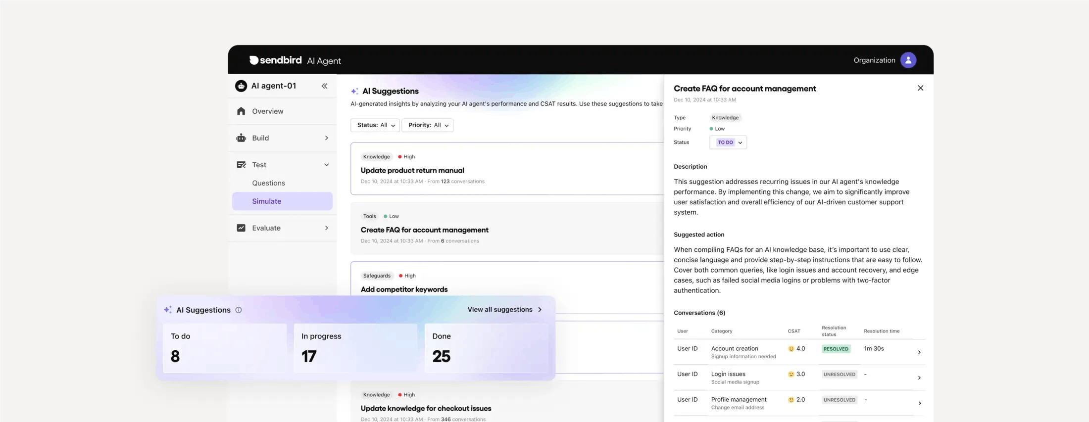 AI agent builder | Sendbird
