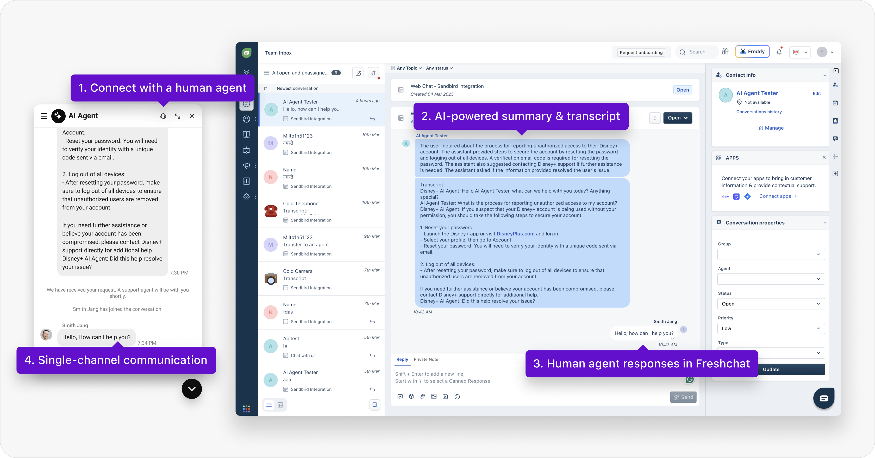 Freshworks AI Agent Integration | Sendbird