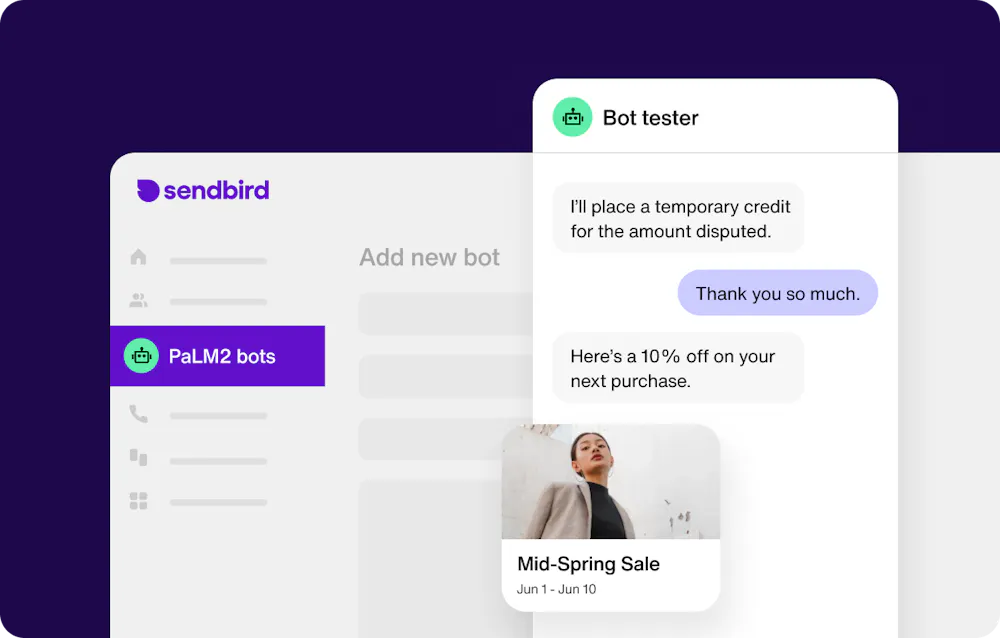 Google PaLM2 챗봇 API 연동 | 센드버드