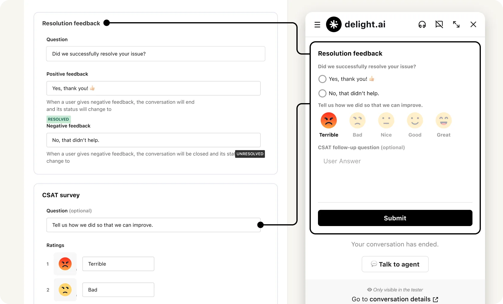Customizable post-chat CSAT survey | Sendbird